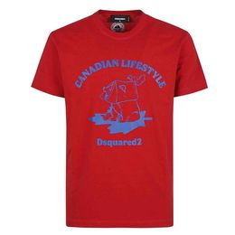Dsquared2 Canadian Lifestyle B&auml;ren-design Rotes T-shirt