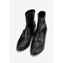 Wittchen Damen-Ankle-Boots mit Ziernieten, schwarz, Naturleder