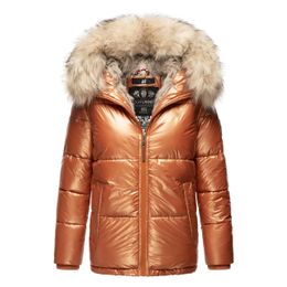 Navahoo Premium Damen Winterjacke Tikunaa &ndash; Puffer Look, Warm & Mit Kunstfellkragen