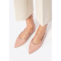 Wittchen Damen-Ballerinas aus echtem Leder mit spitzer Zehenpartie, Rosa, Naturleder