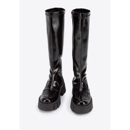 Wittchen Damen-Mokassin-Stiefel aus Lackleder in Schwarz