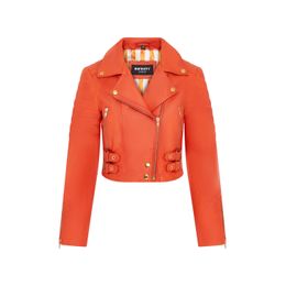 Brando Cropped Orange Lederjacke f&uuml;r Damen - Longtown