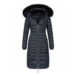 Navahoo Damen Winterjacke Umay &ndash; Lange Steppjacke mit Abnehmbarer Kapuze & Kunstfell