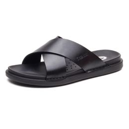 Base London Drift Leder Herren Schwarz Sandalen