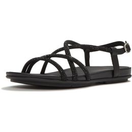 fitflop Fino Zehentrenner Leder Damen Sandalen All Black
