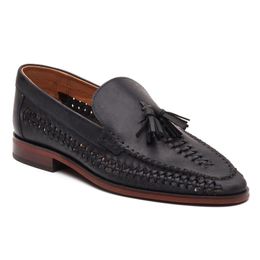 Base London Bracken Slipper Leder Herren Navy Slipper