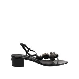 Dolce & Gabbana Dolce & Gabbana Schwarze Leder Kristall Fesselriemen Sandalen Schuhe