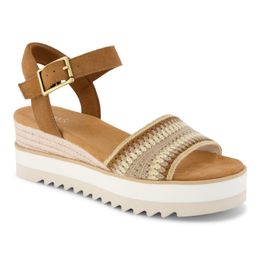 Toms Shoes TOMS Diana Wedge Leder Damensandalen Dunkelbeige