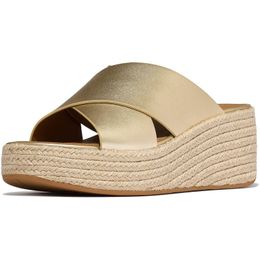 fitflop Plattform Leder Damen Sandalen Platino