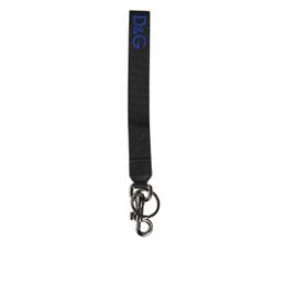 Dolce & Gabbana Schwarzer Blauer DG Logo Polyester Messing Halter Schl&uuml;sselanh&auml;nger Schl&uuml;sselring