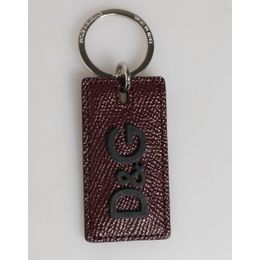 Dolce & Gabbana Dolce & Gabbana Dunkelbrauner Leder Logo Metallring Herren Schl&uuml;sselanh&auml;nger Schl&uuml;sselring