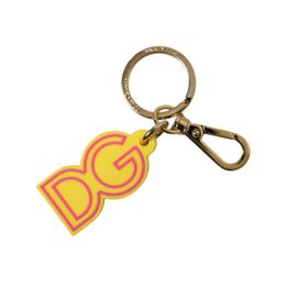 Dolce & Gabbana Dolce & Gabbana Gelber Gummi Schl&uuml;sselanh&auml;nger mit Goldfarbenem Metall DG-Logo