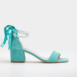 Illy Niedrig Block Absatz Sandalen with Pearls