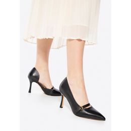 Wittchen Damen-Pumps aus Leder mit Riemen, Schwarz, Naturleder