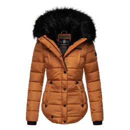 Marikoo Damen Winterjacke Lotusbl&uuml;te mit Teddy-Innenfutter & Kunstfellkragen