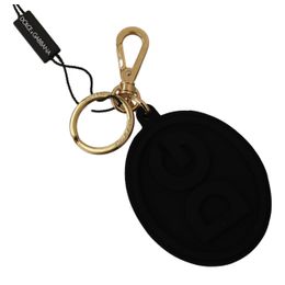 Dolce & Gabbana Dolce & Gabbana Black Rubber DG Logo Gold en laiton Metal Course porte-cl&eacute;s pour hommes
