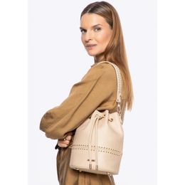 Wittchen Damen-Umh&auml;ngetasche mit Kordelzug, beige, Kunstleder