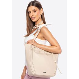 Wittchen Damen-Einkaufstasche aus &Ouml;ko-Leder mit Zierb&auml;ndern, beige