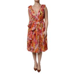 Dolce & Gabbana Blumenmuster Falten Midi Kleid