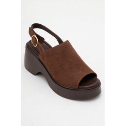 Power Leder Plateau Keilabsatz Sandalen (Women)