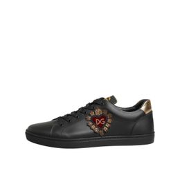 Dolce & Gabbana Dolce & Gabbana Schwarze Leder-Sneaker mit Herzverzierung