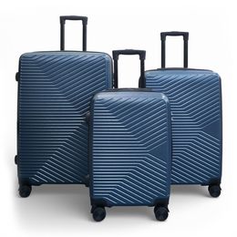 Blauer Hardshell-Koffer, 8-R&auml;dder-Kabinen-Gep&auml;ckset mit 3