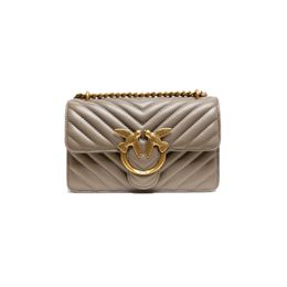Pinko Graue Leder Love One Mini Schultertasche