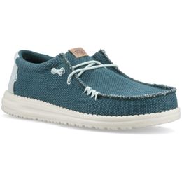 HEYDUDE Wally Geflochtene Polyester Herren Mokassins Schuhe in Tiefgr&uuml;n/Hafen Grau