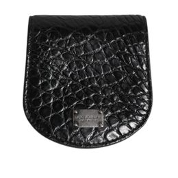 Dolce & Gabbana Schwarze exotische Leder-M&uuml;nz-Kondom-Etui-Halter Tasche Geldb&ouml;rse