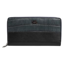 Dolce & Gabbana Schwarze Blaue Exklusive Leder Herren Continental Clutch Geldb&ouml;rse