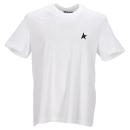 Golden Goose Deluxe Brand Golden Goose Wei&szlig;es T-Shirt mit kontrastierendem gr&uuml;nem Logo und Stern