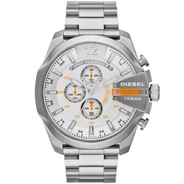 Diesel Mega Chief DZ4328 Chronograph 51mm Silber Edelstahl Herrenarmbanduhr
