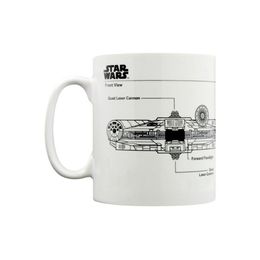 Star Wars - Kaffeebecher "Millennium Falcon", Skizze (Wei&szlig;/Schwarz)