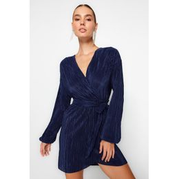 Dunkelblaue, einfarbige Mini-Cocktailkleider f&uuml;r Damen, locker geschnitten