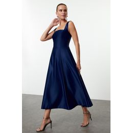 Damen marineblaues gerades Midi-Cocktailkleid mit h&auml;ngender Silhouette