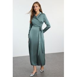 Gr&uuml;nes, gerades, langes, bequemes Hijab-Abendkleid f&uuml;r Damen, geeignet f&uuml;r Tag und Nacht.