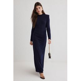 Damen marineblaues, schlichtes Maxikleid, lang, elegant/abendtauglich, dezent