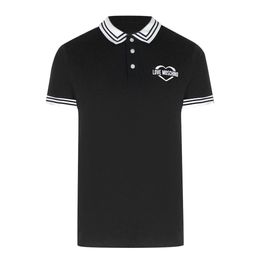 Love Moschino Poloshirt Mit Zwei Kragenspitzen Und Love-logo, Schwarz