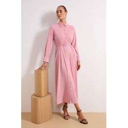 Rosa, flaches, langes, l&auml;ssiges/alltagstaugliches A-Linien-Hijab-Kleid f&uuml;r Damen