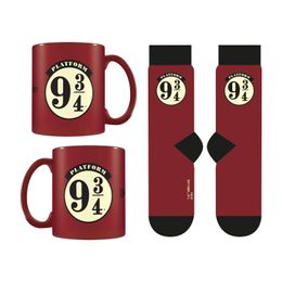 Harry Potter - Tasse/Socken-Set, Bahnsteig 9 3/4 (Weinrot)