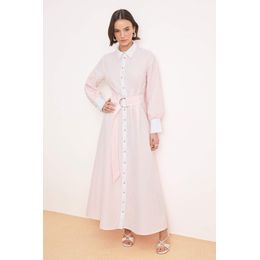 Damen Marineblau Gestreiftes Maxi Langes L&auml;ssiges/Alltags-Skater-Hijab-Kleid