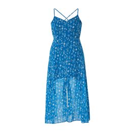 Curve Damen Maxikleid in Blau mit Blumenmuster, &auml;rmellos, A-Linie, Partykleid in &Uuml;bergr&ouml;&szlig;e