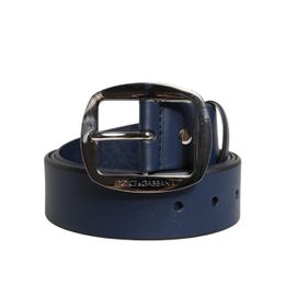 Dolce & Gabbana Dolce & Gabbana Blauer Kalbleder G&uuml;rtel mit klassischer Metall-Schnalle