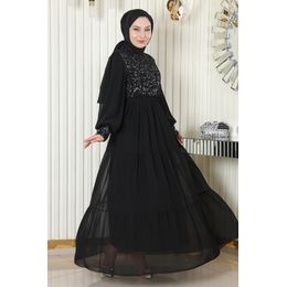 Pailletten Chiffon Abendkleid Schwarz