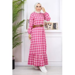 Ger&uuml;scht Hijab Kleid Rosa