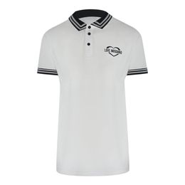 Love Moschino Poloshirt Mit Zweifarbigem Kragen Und Love-logo, Wei&szlig;