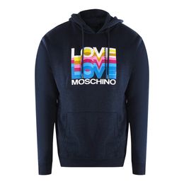 Love Moschino Multi Logo Navy Blue Hoodie