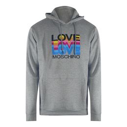 Moschino Hoodie Mit Mehreren Logos, Grau, Mit Liebesmotiv