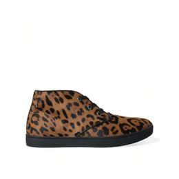 Dolce & Gabbana Dolce & Gabbana Braune Leoparden Ponyhaar Leder Sneaker Schuhe