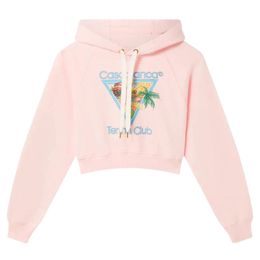 Casablanca Bedruckter Cropped Hoodie Afro Cubism Tennis Club Hellrosa Hoodies